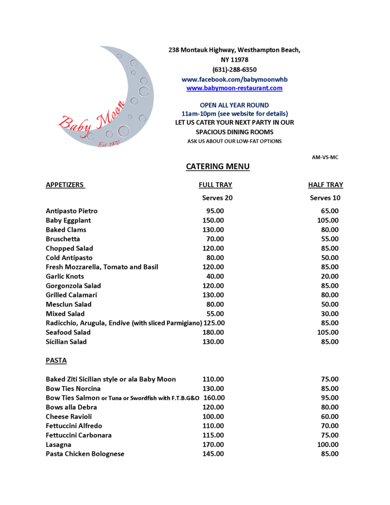 CATERING MENU